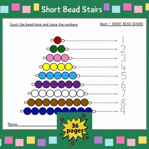 Montessori Short Bead Stairs (1-9) | BUNDLE - Worksheets | Booklets ...