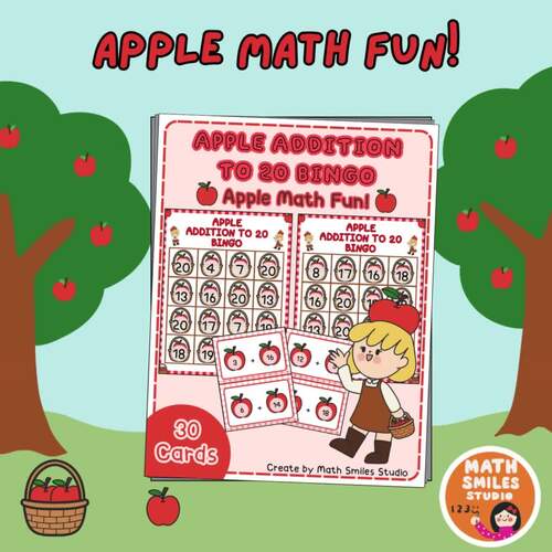 Apple Addition to 20 Bingo Game (4x4) | Apple Math Fun | 1st - 2nd Grade