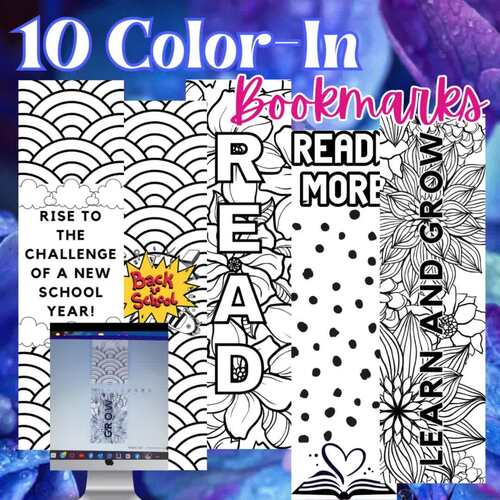 Personalized Reading-Printable Bookmarks for Young Teens to Color-In