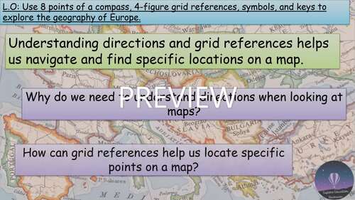European Explorers - Map Skills, Grid References, Compass Geography Lesson