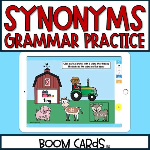 Synonyms | Grammar BOOM Cards™ by The Chocolate Teacher | TpT