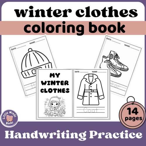 winter clothes coloring book - Handwriting Practice by Little Minds Books