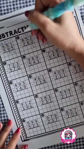 Graph Paper Worksheet : Subtraction 3 Digit by 3 Digit With Answer ...