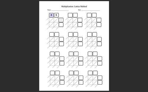 Multiplication: Lattice Method pdf by Victor Tirado | TpT
