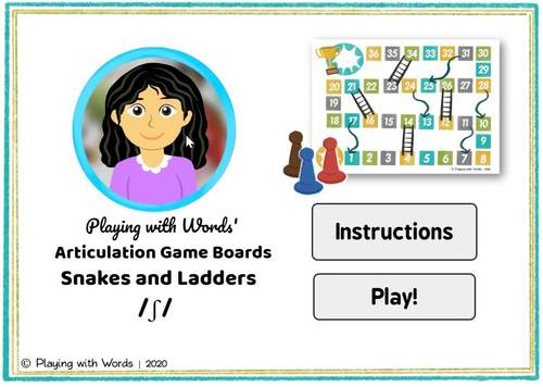 Snakes and Ladders SH Articulation - Speech Therapy Games - BOOM CARDS™