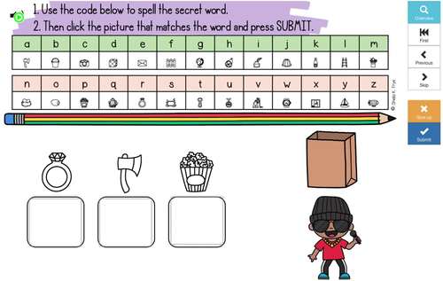 Secret Code Spelling | Short A CvC Words | BOOM CARDS | Science of Reading