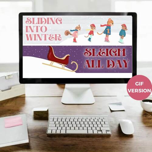 Winter Google Classroom Header Animated Banner for Distance Learning