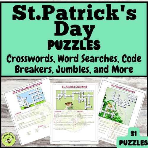 St. Patrick's Day Activity Puzzles Codebreakers Crosswords and More