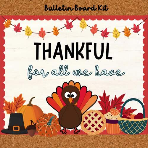 Thanksgiving Gratitude Bulletin Board | Thankful Turkey Classroom Decor Kit