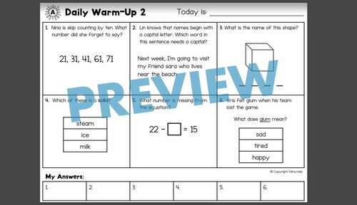 2nd Grade Morning Work Bell Ringers Daily Reading & Math Spiral Review