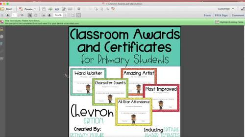 EDITABLE Awards and Certificates | Classroom Awards - Chevron | TPT