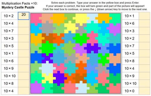 Multiplication Pixel Art Mystery Castle Puzzles | x6-12 Math Facts ...