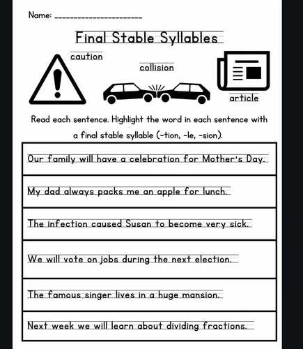 Final Stable Syllables by Kirsti Yoder | TPT