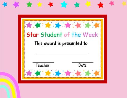Printable Star Student of the Week Awards, Editable Bright Star Student ...