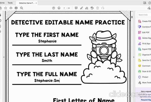 Editable Name Practice Printable Detective Theme | TPT