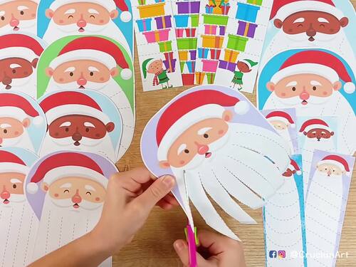Santa’s Beard Scissor Skills Activity, Fine Motor Cutting Practice