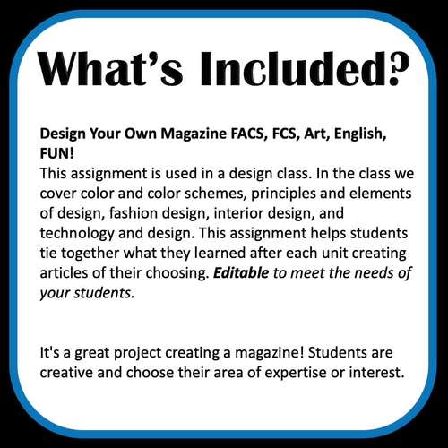 Create a Design Magazine FACS FCS Art English FUN | TPT