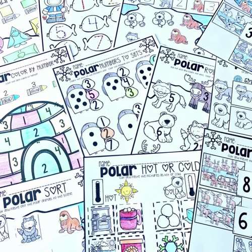 Polar Animal Math and Literacy Worksheets by Kindergarten Rocks | TPT