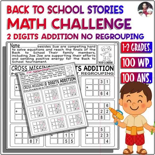 Back to school Story 2 Digits number Addition No Regrouping Learn Math ...
