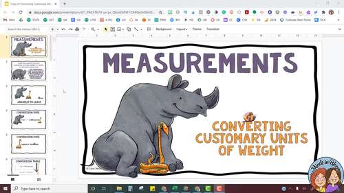 Converting Measurements of Weight- Ounce, Pound, Ton Google Slides Activity