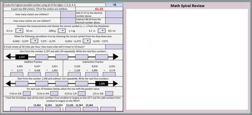 NO PREP - Math Spiral Review Baby Elephant Sketch by Juliane Hodkinson
