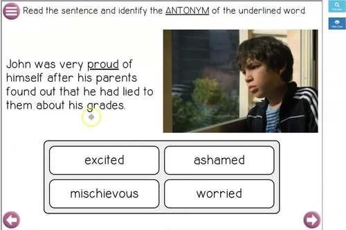 Synonyms & Antonyms Vocabulary BOOM CARDS Speech Therapy Middle School ...