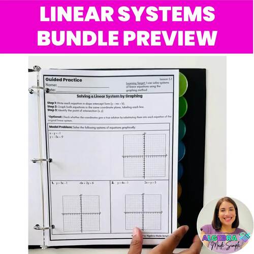 Solving Linear Systems Unit Algebra Scaffolded Guided Notes Practice ...