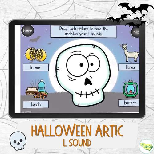 Halloween Articulation Boom Cards™ Feed the Skeleton L Sounds | TpT