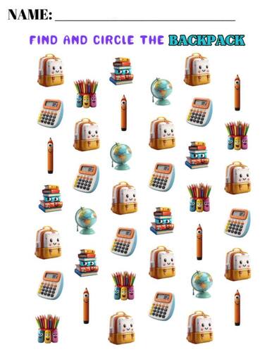 FIND AND CIRCLE- Preschool and Kindergarten Visual Perception Worksheets