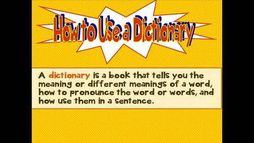 How to Use a Dictionary PPT with Audio Narration Grades 2 - 5 Common Core