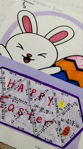 Spring Easter Math Puzzle // Solving Multi-step Equations // Bunny Basket