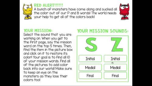 Articulation Say and Find NO-PRINT Activity for S and Z by Speech Universe