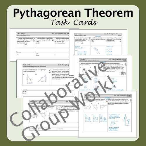 BC Math 8 Pythagorean Theorem Task Cards & Checkpoints | Versatile ...