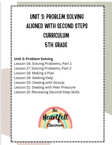 SEL Second Step 5th-Grade Year Long Handouts, Discussions, and Activities