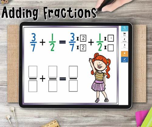 Adding Fractions Boom Cards - Fraction Addition with Unlike Denominators