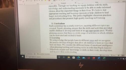 Sample of a curriculum policy (editable resource) by Principal Printable