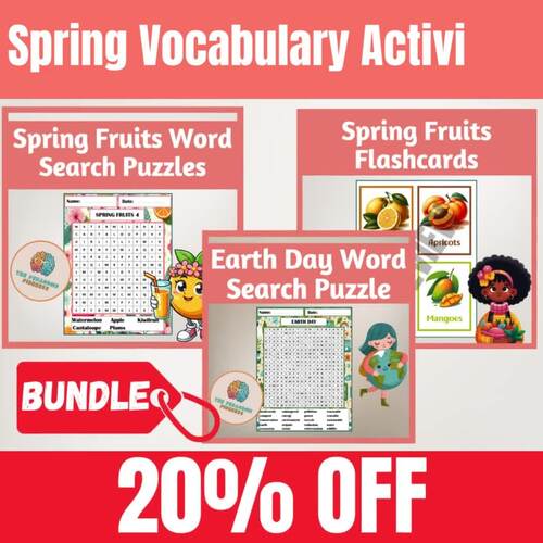 Spring Vocabulary Activities : Fruits & Earth day Word Search, Fruits ...