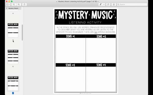 Mystery Music Listening Activity | Printable by musicpluscoffee | TPT