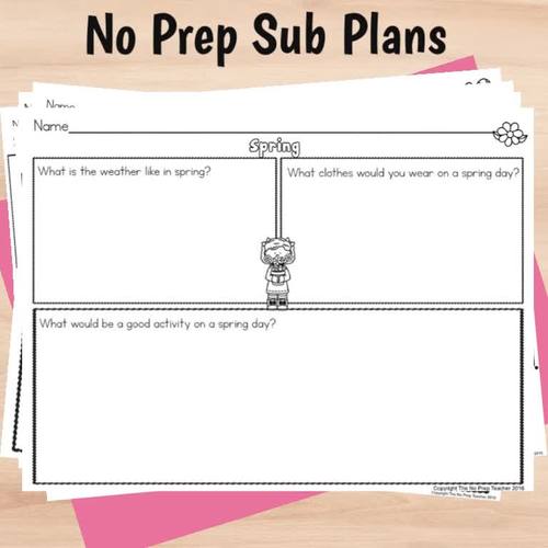 Emergency Sub Plans for 2nd Grade Spring by The No Prep Teacher | TPT