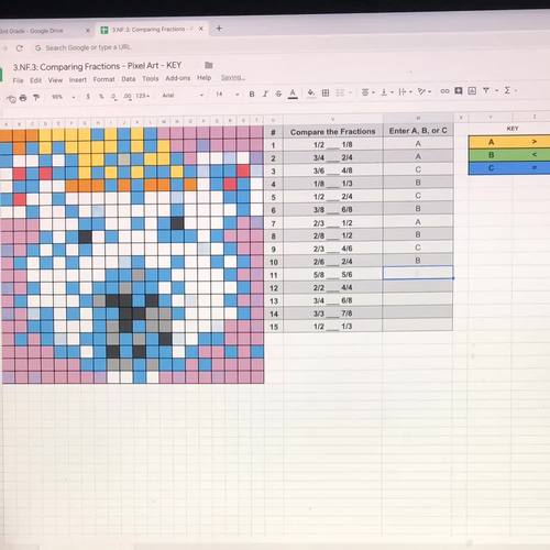 Comparing Fractions 3rd - Digital Math Pixel Art - Mystery Picture ...