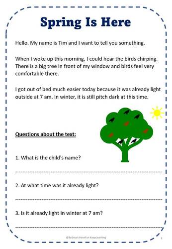 Spring and Easter Short Stories - Reading Comprehension Passages