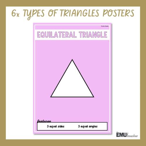 Types Of Triangles Posters Lights Equilateral Isosceles Scalene Right