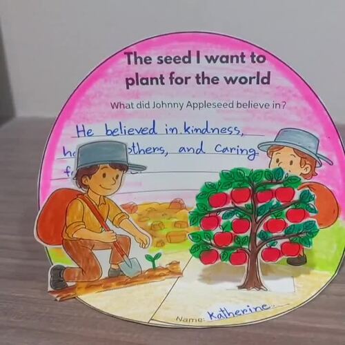 Johnny Appleseed Day 3D Craft : Writing Prompt Activities /Fun & Easy