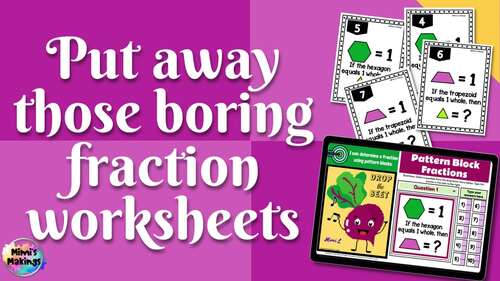 Fractions with Pattern Blocks Pixel Art Activity with Task Cards ...