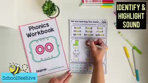 'u-e' (Magic e) Phonics and Reading Comprehension Workbook by SchoolBeehive