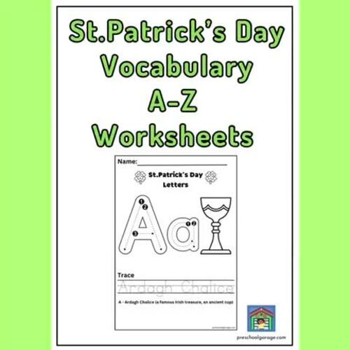 St.Patrick's Day Vocabulary A-Z Worksheets by Preschool Garage | TPT
