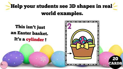 Easter 3D Shapes Write the Room : Spring Geometry Kindergarten & 1st Grade