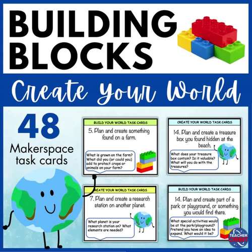 Makerspace Building Blocks Challenge Task Cards STEM STEAM Hands-on ...