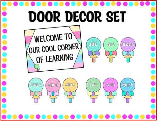 Ice-Cream Classroom Door Display Set, Editable Welcome Posters Tags
