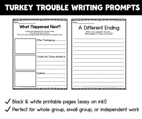 Turkey Trouble Writing Prompts | Thanksgiving Writing Prompts | TPT